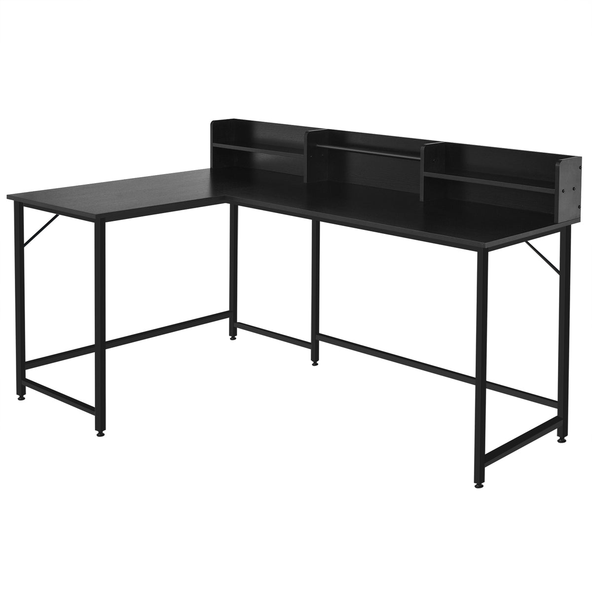 Black L-Shaped Industrial Desk - Home Office Corner Workstation ...