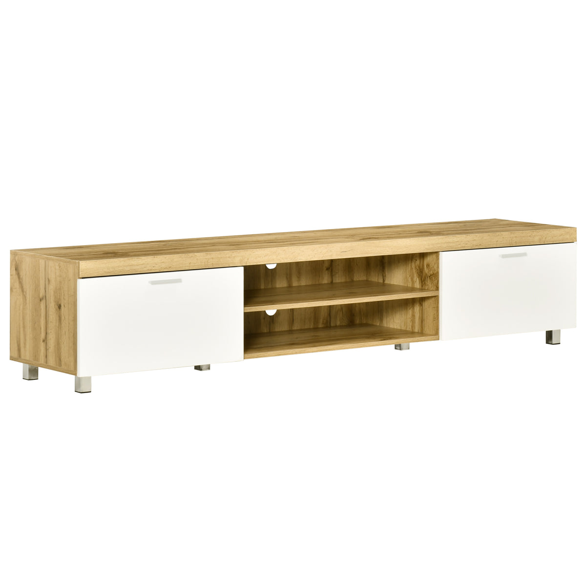Oak and White 90-Inch TV Stand with Drawers and Shelves — Shopsta UK