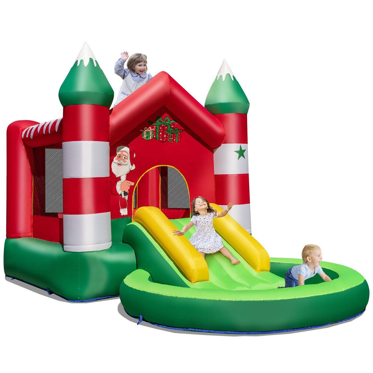 Kids Inflatable Playhouse with Slide, Trampoline & Ball Pit — Shopsta UK