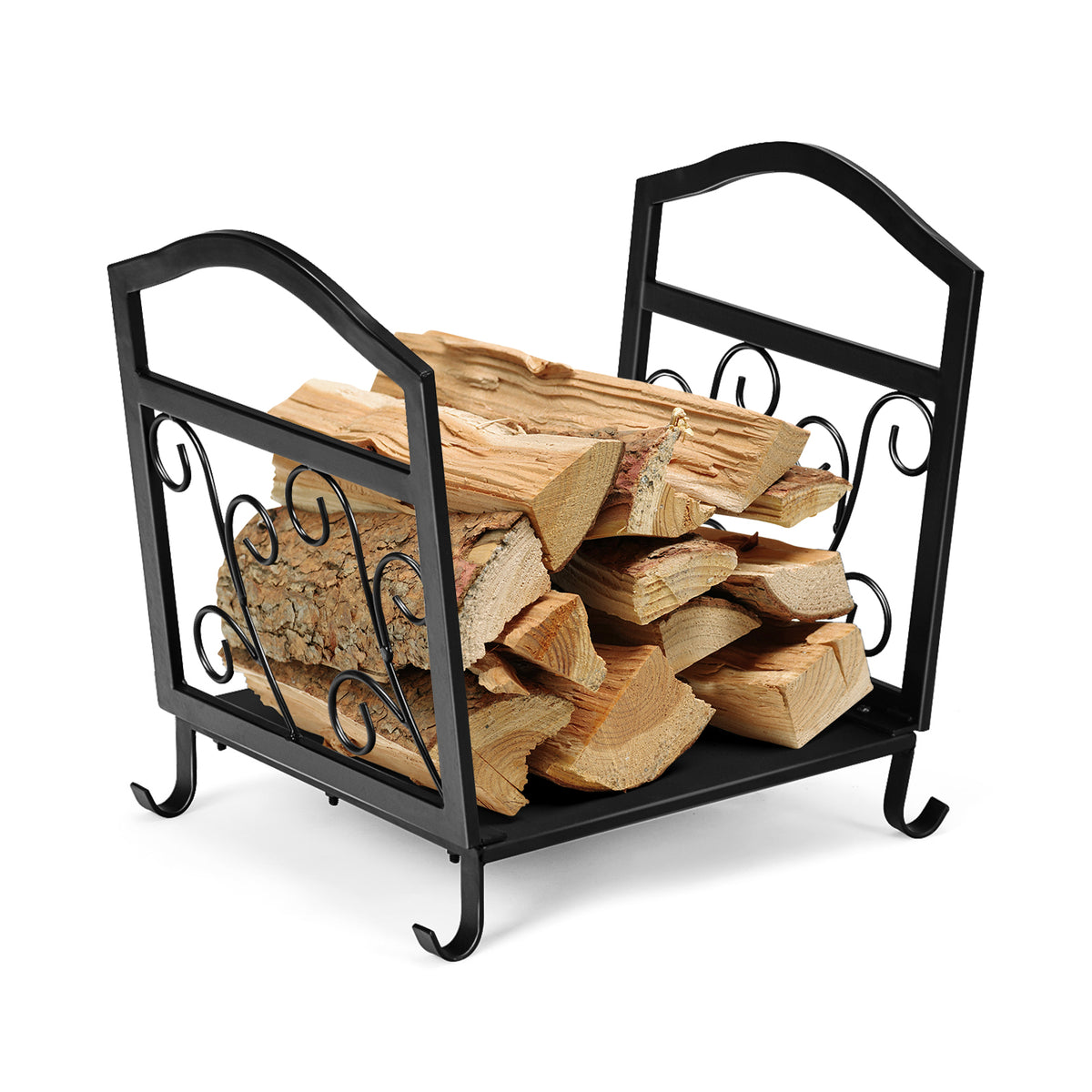 Heavy-Duty Iron Log Rack for Fireplace - Rustic Wood Storage Holder ...