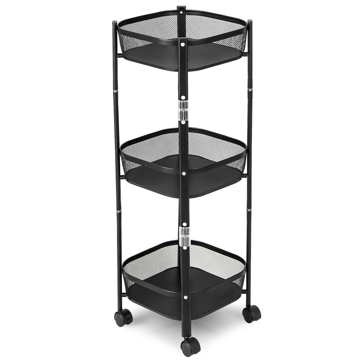Efficient 3-Tier Metal Storage Trolley - Compact Foldable Design for ...