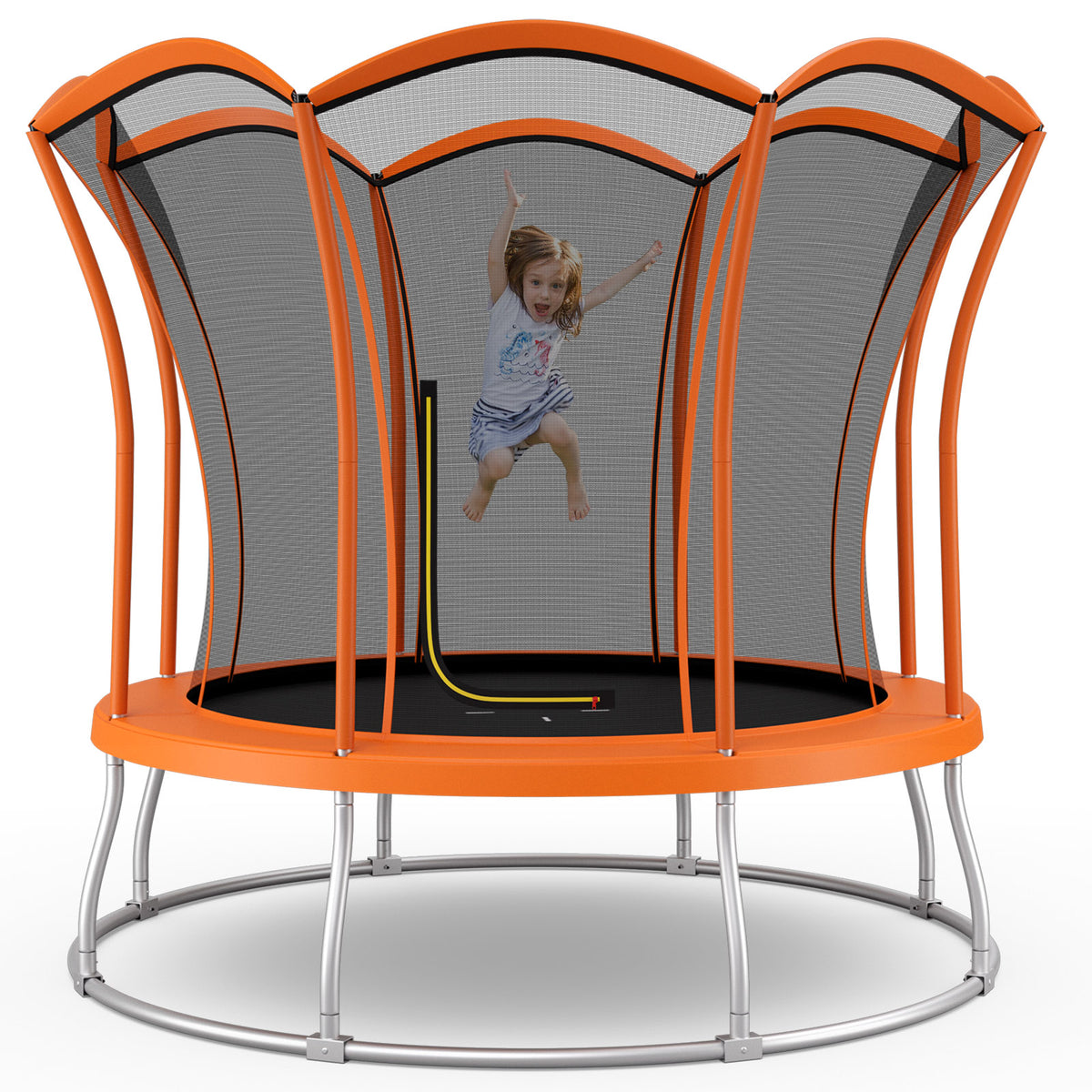 10ft Orange Flower-Shaped Trampoline - Sturdy Outdoor Fun — Shopsta UK