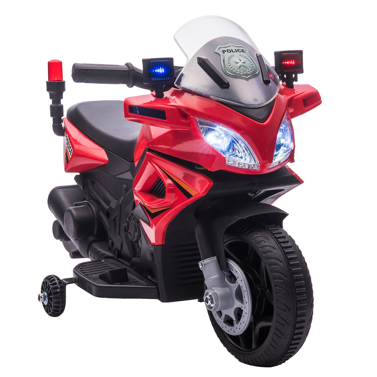 Toddler Police Motorcycle Ride-On Toy 6V with Lights - Red — Shopsta UK