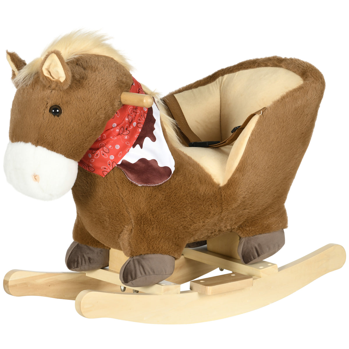 Brown Toddler Rocking Horse with Safety Harness - Soft Rocker Toy ...