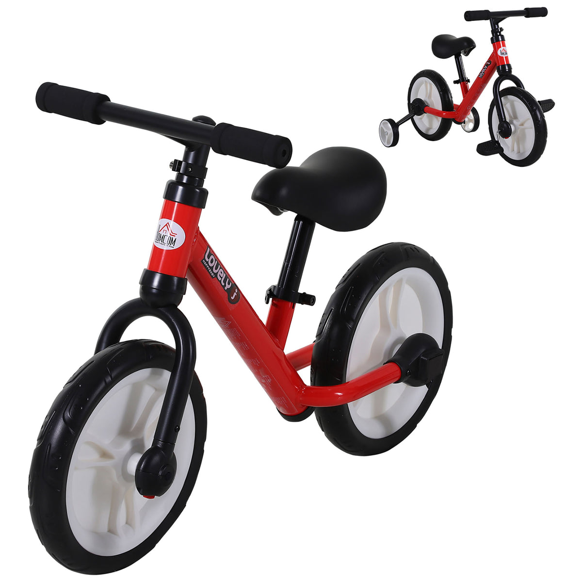 Red Balance Bike for Toddlers - Kids Training Bicycle with Stabilizers ...