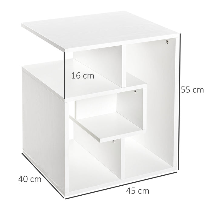 White 3-Tier Side Tables Set of 2 - Living Room End Table Storage ...