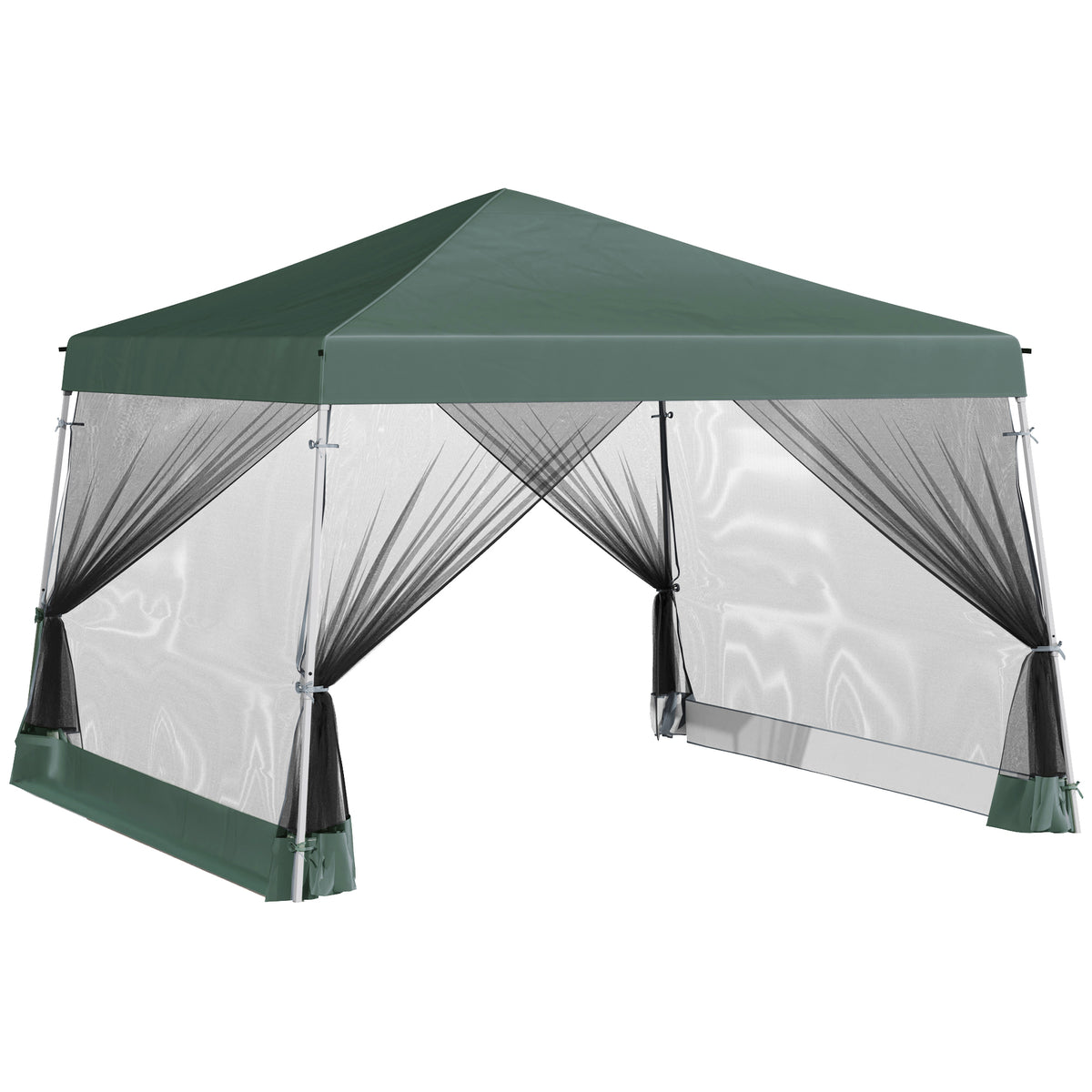 Green Pop-Up Garden Gazebo 3.6x3.6m - Outdoor Steel Frame Shelter ...