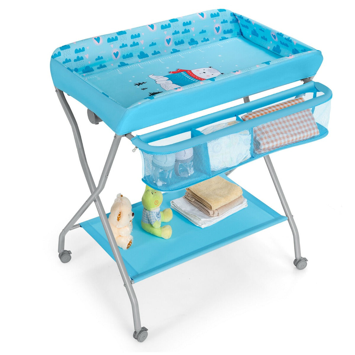 Blue Mobile Baby Changing Table - Ideal for Efficient Diaper Changing ...