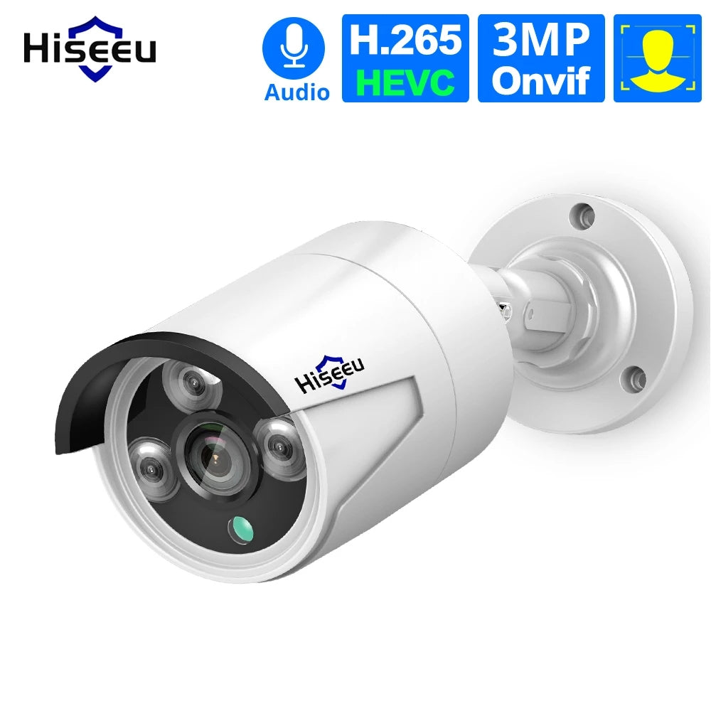 Hiseeu 3.0MP 1536P POE Mini Bullet IP Camera - IP66 Outdoor Security ...
