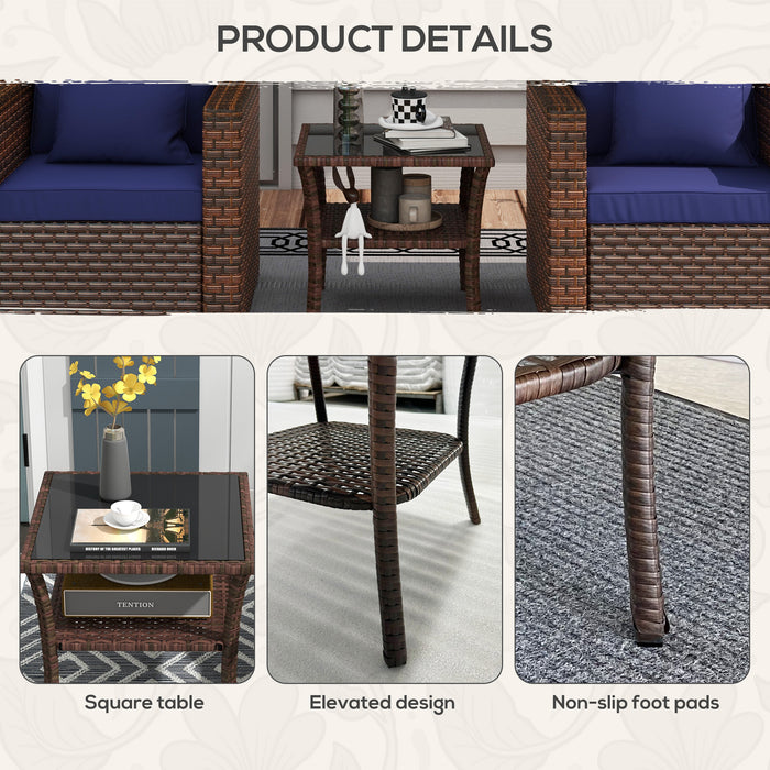 PE Rattan 50cm Coffee Table with Glass Top for Outdoor Use — Shopsta UK