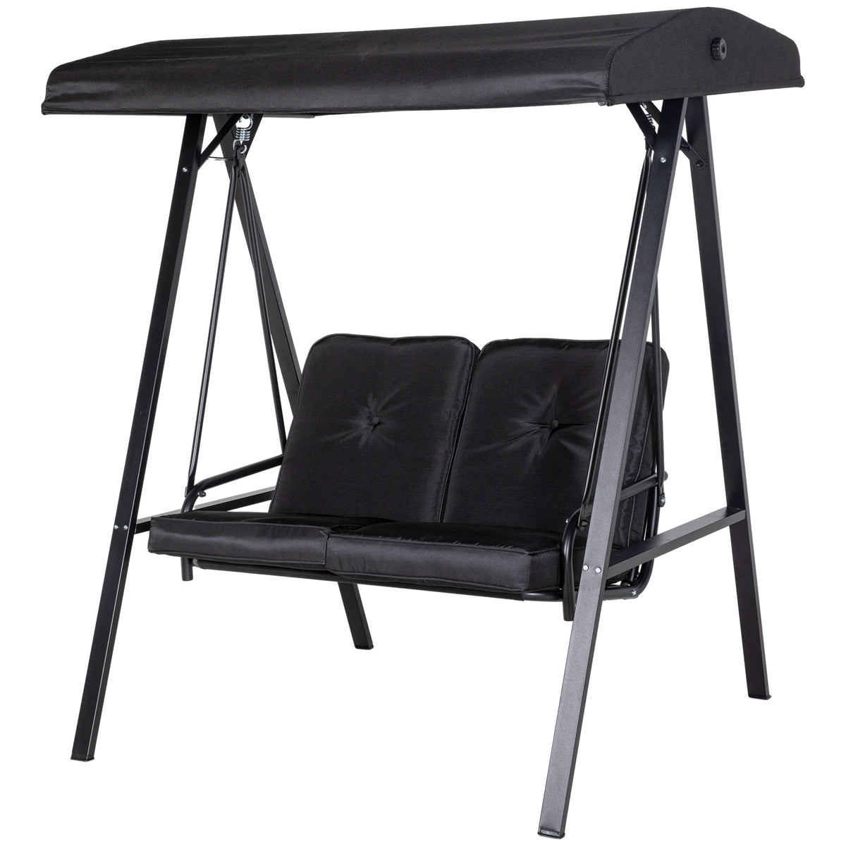 Outdoor 2-Seater Swing Chair with Canopy - Steel Frame Garden Bench ...