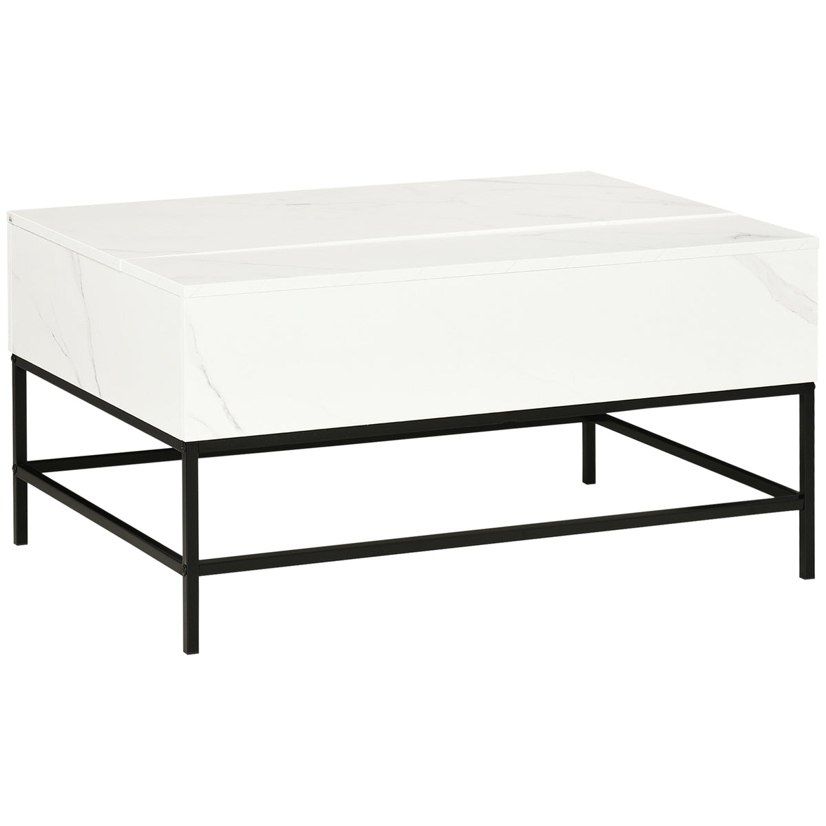 Faux Marble Lift-Top Coffee Table with Storage - Space-Efficient Design ...