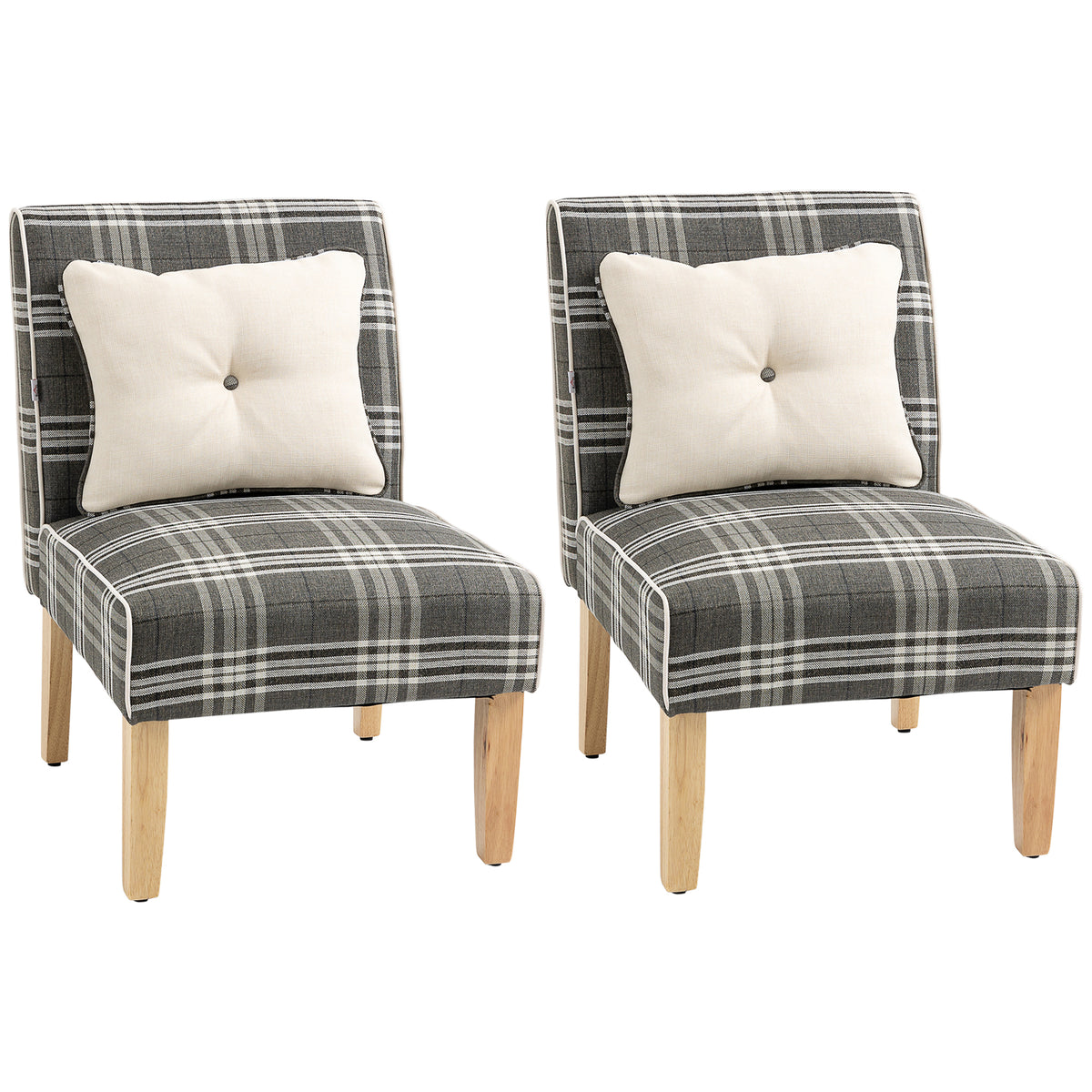 Modern Patterned Accent Chairs Set of 2 with Rubberwood Legs — Shopsta UK