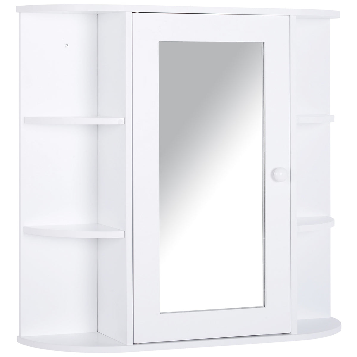 White Bathroom Mirror Cabinet with Shelves - Wall-Mounted Storage ...