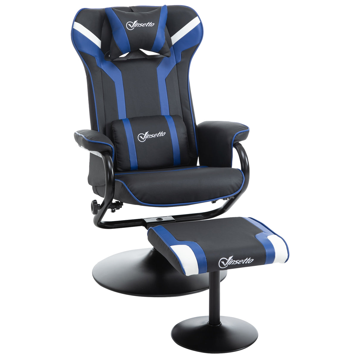 Blue Gaming Chair with Footrest - Ergonomic Recliner for Gamers ...