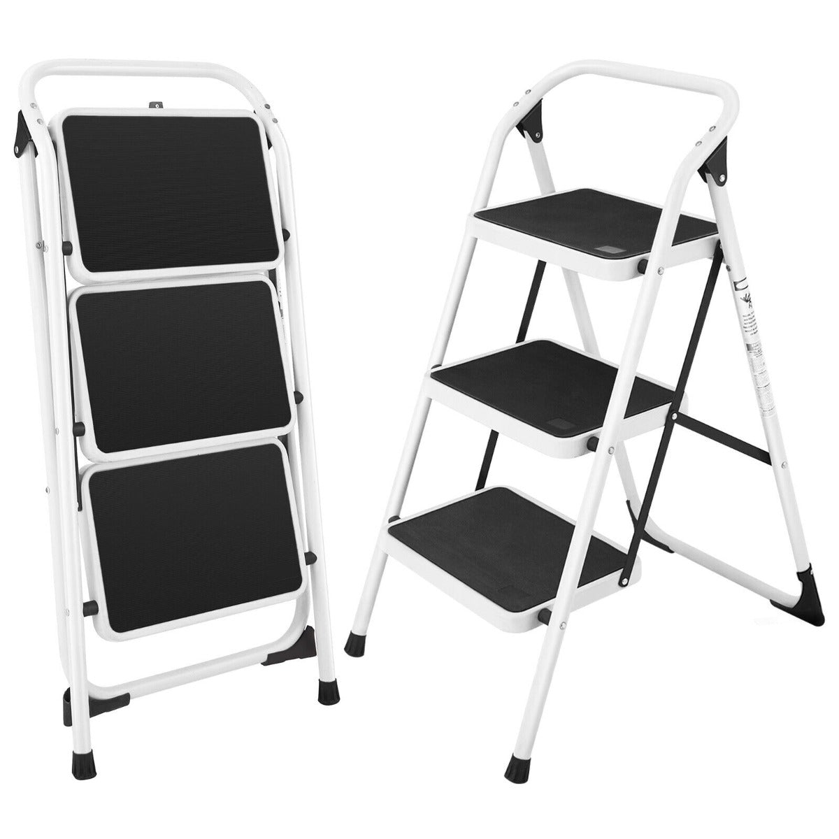 Foldable 3-Step Ladder with Platform - Secure, High-Reach Access ...