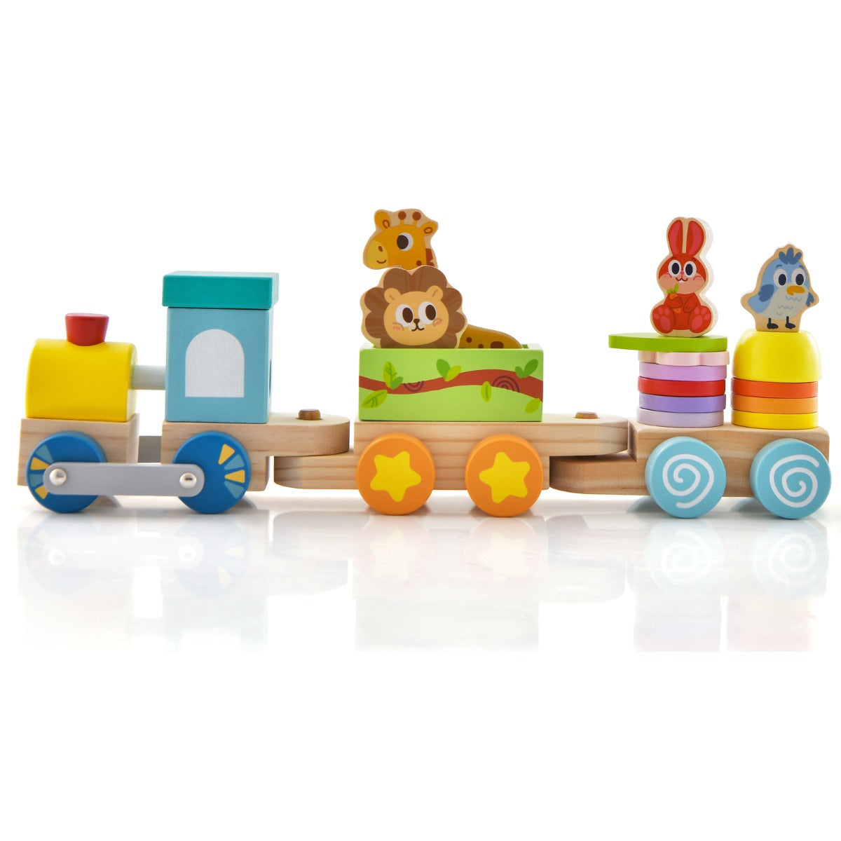 Colorful Wooden Animal Train Set for Toddlers - Motor Skill Development ...